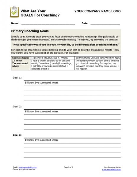Coaching Tools and Forms for In Session/Homework | The Coaching Tools ...