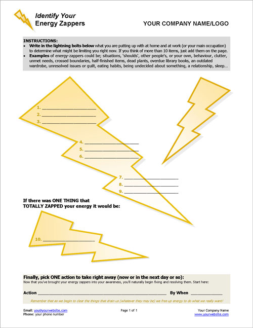 Energy Zappers Coaching Exercise | Coaching Tools from The Coaching ...