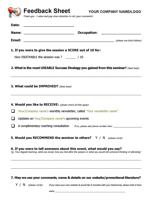 7 Reasons You Absolutely MUST Use This FREE Workshop Feedback Form 