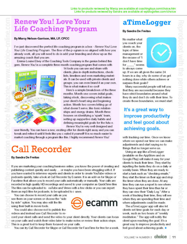 Renew YOU, Love Your Life! Coach Program | Coaching Tools from The ...